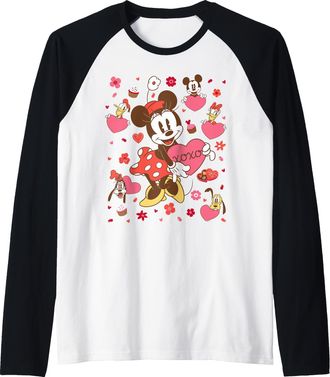 Disney Minnie Mouse & Friends Valentines Day Retro Hearts Raglan