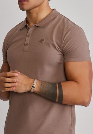 Siksilk Poloshirt SikSilk Herren Light Braun Polo T-Shirt
