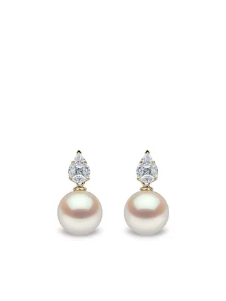 Yoko London boucles doreilles en or 18ct serties de diamants et de perles