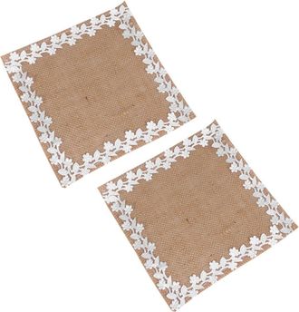 BESPORTBLE 2 St&uuml;ck Tischsets Im Amerikanischen Stil K&uuml;chenunterlagen mit Spitzenrand Beige Jute K&uuml;chenpads f&uuml;r Restaurant und Hochzeit