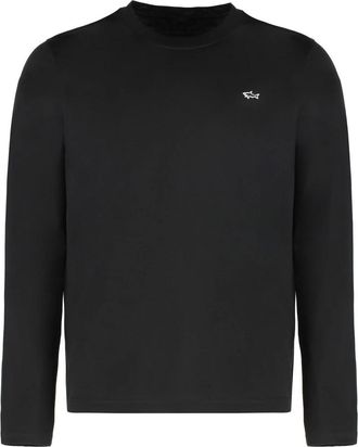 Paul & Shark Homme, Tops, Noir, Taille: L T-shirt col rond en coton avec logo