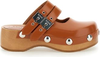 Philosophy di Lorenzo Serafini Femme, Chaussures, Brun, Taille: 37 EU Mules Mary Jane Marron Semelle en Bois