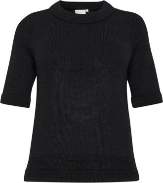 Kaffe Curve Femme, Pulls, Noir, Taille: 44 FR Pull Noir en Maille Profonde