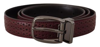 Dolce & Gabbana Mens Brown Perforated Leather Metal Buckle Belt