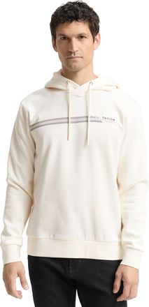 Tom Tailor Herren 1047825 Hoodie Sweatshirt mit Logo-Print, 12906-Wool White, XXL