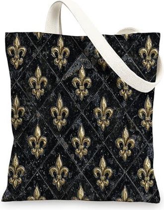 Generic Sacs fourre-tout élégants en toile, sacs à main réutilisables à motif floral vintage, classiques chics, légers et lavables, noir, 13x15 Inch