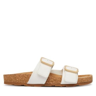 Tommy Hilfiger Pantoletten Tommy Hilfiger Double Strap Cork Sandals FW0FW09118 Wei&szlig;