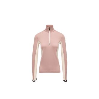 Moncler Moncler Pull &Agrave; Col Roul&eacute; Semi-zipp&eacute; Polartec, Femme, Rose, Taille: Xl