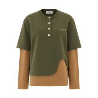 The Attico Femme, Tops, Vert, Taille: 40 FR Haut &agrave; manches longues &agrave; boutonnage avant