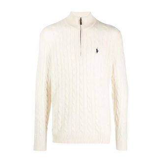 Polo Ralph Lauren Zopfstrick-Pullover mit halbem Rei&szlig;verschluss - - Sweatshirts & Hoodies - Herren - Beige - S