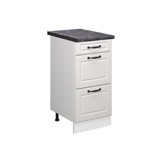 Vicco Meuble Cuisine R-Line, Blanc Campagne/Blanc, 40 cm avec tiroirs, PT Anthracite