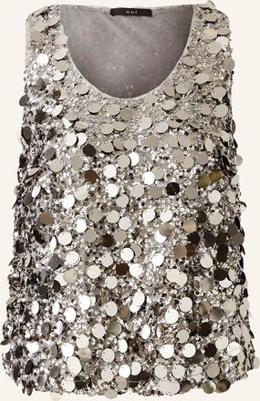 Oui Top Mit Pailletten silber