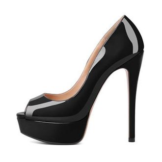 EDEFS Escarpins Peep Toe Femme - Plateformes Chaussures &agrave; Talons Hauts - Escarpins Bout Ouvert Femme - Noir 43