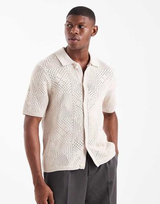Levi's Camp - Chemise en maille ajour&eacute;e - Beige-Neutre