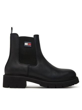 Tommy Jeans Klassische Stiefeletten Tjw Chelsea Leather Boot EN0EN02825 Schwarz