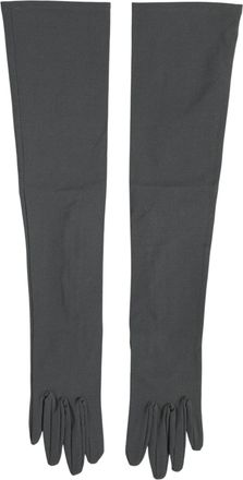 Dolce & Gabbana Dark Gray Viscose Elbow Length Mitten Men Gloves 13+pa+vi
