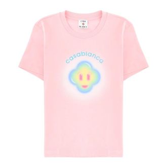 Casablanca Airbrush Smiley Fitted T-Shirt - - Tops - Damen - Rosa - M