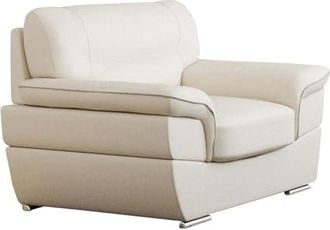 Vente-Unique Fauteuil en Cuir Thibault - Ivoire