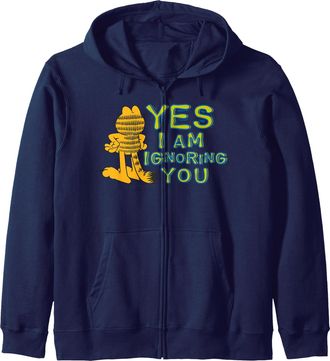 Garfield Lazy Bored Cat ignoriert Comedy-Meme, klassischer Cartoon Kapuzenjacke