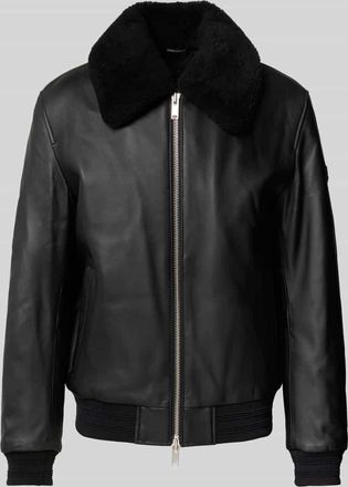 Moose Knuckles Kunstlederjacke mit Kontrastkragen aus Teddyfell