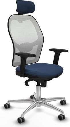 Piqueras y Crespo B&uuml;rostuhl mit 2D-Armlehnen und Kopfteil, h&ouml;henverstellbar und neigbar. Ausgestattet mit 5 Positionen und injiziertem Schaum. Wei&szlig;/Marineblau