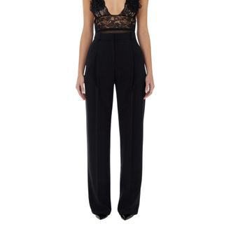 Elisabetta Franchi Femme, Pantalons, Noir, Taille: 38 FR Pantalon Palazzo Noir avec D&eacute;tails Raffin&eacute;s