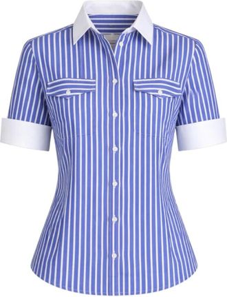 Fay Femme, Chemises, Bleu, Taille: 34 FR Chemise en coton ray&eacute; coupe slim