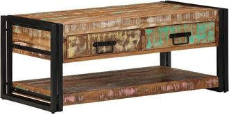 vidaXL Table basse multicolore 90x50x38 cm bois de r&eacute;cup&eacute;ration massif Vidaxl