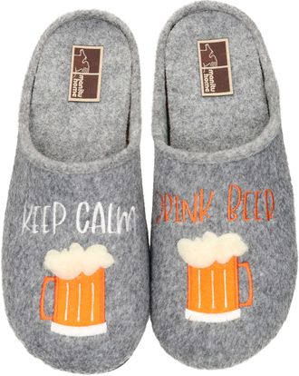 Manitu Herren 220022-09 Hausschuh, grau, 42 EU