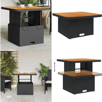 vidaXL Table de jardin noir 80x80x71 cm r&eacute;sine tress&eacute;e et bois acacia - Table De Jardin - Table Ext&eacute;rieure - Mobilier De Jardin - Table Ronde - Table