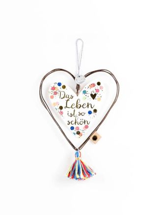 Good old Friends Schmuckherz mit Botschaft - H&auml;ngeschmuck aus Draht und Papier - Geburtstagsgeschenk