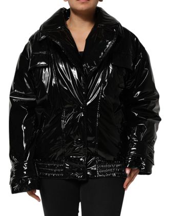 Dolce & Gabbana Womens Black Polyester Quilted Puffer Coat Jacket Polyurethane Clothing