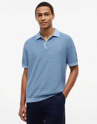 Tommy Hilfiger Strukturiertes Relaxed-Fit-Polohemd in verwaschenem Hellblau