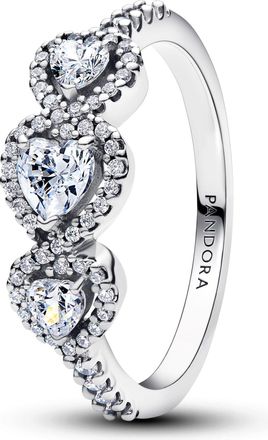 Pandora Timeless Strahlenkranz Herz Trilogie Ring aus Sterling Silber mit Zirkonia, Gr&ouml;&szlig;e: 52, 194413C01-52
