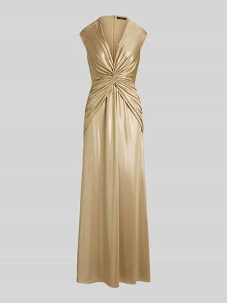 Lauren Ralph Lauren Abendkleid mit tiefem V-Ausschnitt und Knoten-Detail