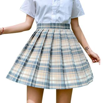 Minetom Frauen M&auml;dchen Kurze Hohe Taille Gefaltete Skater Tennis Schule Rock Damen Kariert Rock Faltenr&ouml;cke Minirock Kurz Skirt Khaki M