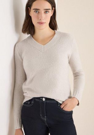Cecil Strickpullover Boucl&eacute; V-Neck