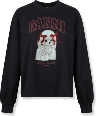 Ganni Femme, Sweatshirts et sweats &agrave; capuche, Noir, Taille: 42 FR Poodle Long-sleeve
