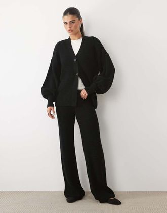 Missy Empire gestrickte Wide-Leg-Hose als Kombiteil in Schwarz