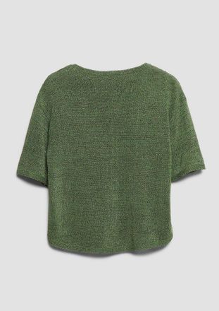 s.Oliver Kurzarmpullover Strickpullover Kurzarm-Strickpullover mit Glitzergarn