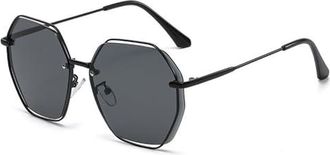 Generic Lunettes De Soleil Tendance &Agrave; Monture Large En M&eacute;tal For Femmes, Id&eacute;ales For La Photographie De Rue Et Les Vacances &Agrave; La Plage Ou Au Sport.(Black)