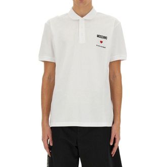 Moschino Mens White Cotton Polo Shirt