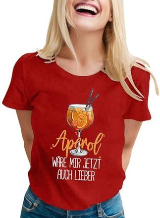 Generic T-shirt pour femme - Costume Aperol Spritz - Col rond - T-shirt d&eacute;t&eacute; amusant - Pour cocktail, f&ecirc;te, &eacute;v&eacute;nements - T-shirt d&eacute;contract&eacute; l&eacute;ger - T-shirt a