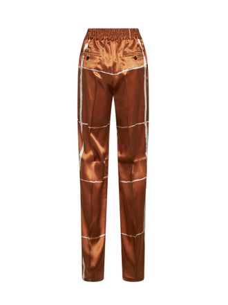 Kiton Womens Trousers Tan-White Silk Print Brown