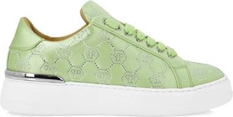 Philipp Plein baskets &agrave; d&eacute;tails de monogrammes en strass - Vert