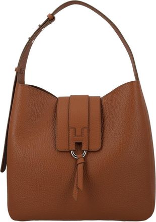 Hogan Womens Brown Hobo Bag Calfskin Shoulder
