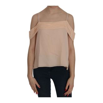 Alexander Wang Femme, Blouses et Chemises, Orange, Taille: 38 FR Blouse Top Bardot &agrave; Bretelles et Encolure Carr&eacute;e