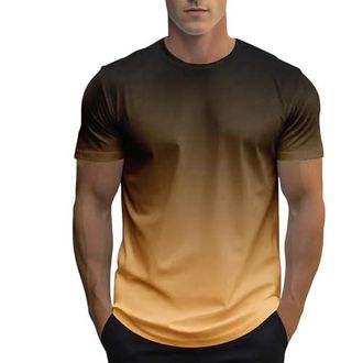 Generic T-shirt l&eacute;ger &agrave; col rond pour homme, tendance, extensible, confortable, l&eacute;ger, respirant, d&eacute;contract&eacute;, manches courtes, entra&icirc;nement en plein air, Jau