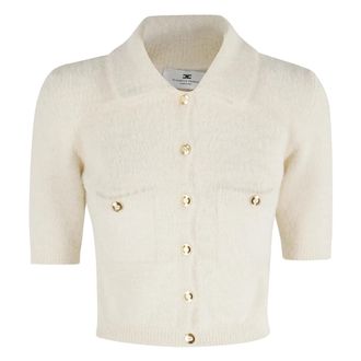 Elisabetta Franchi Schwarzer Tricot Pullover Kurzarm - - Knitwear - Damen - Wei&szlig; - S