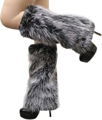 Generic Jambi&egrave;res en fourrure pour femme - Confortables - Couvre-bottes dhiver - Chaudes et pelucheuses - Gu&ecirc;tres sans pieds
